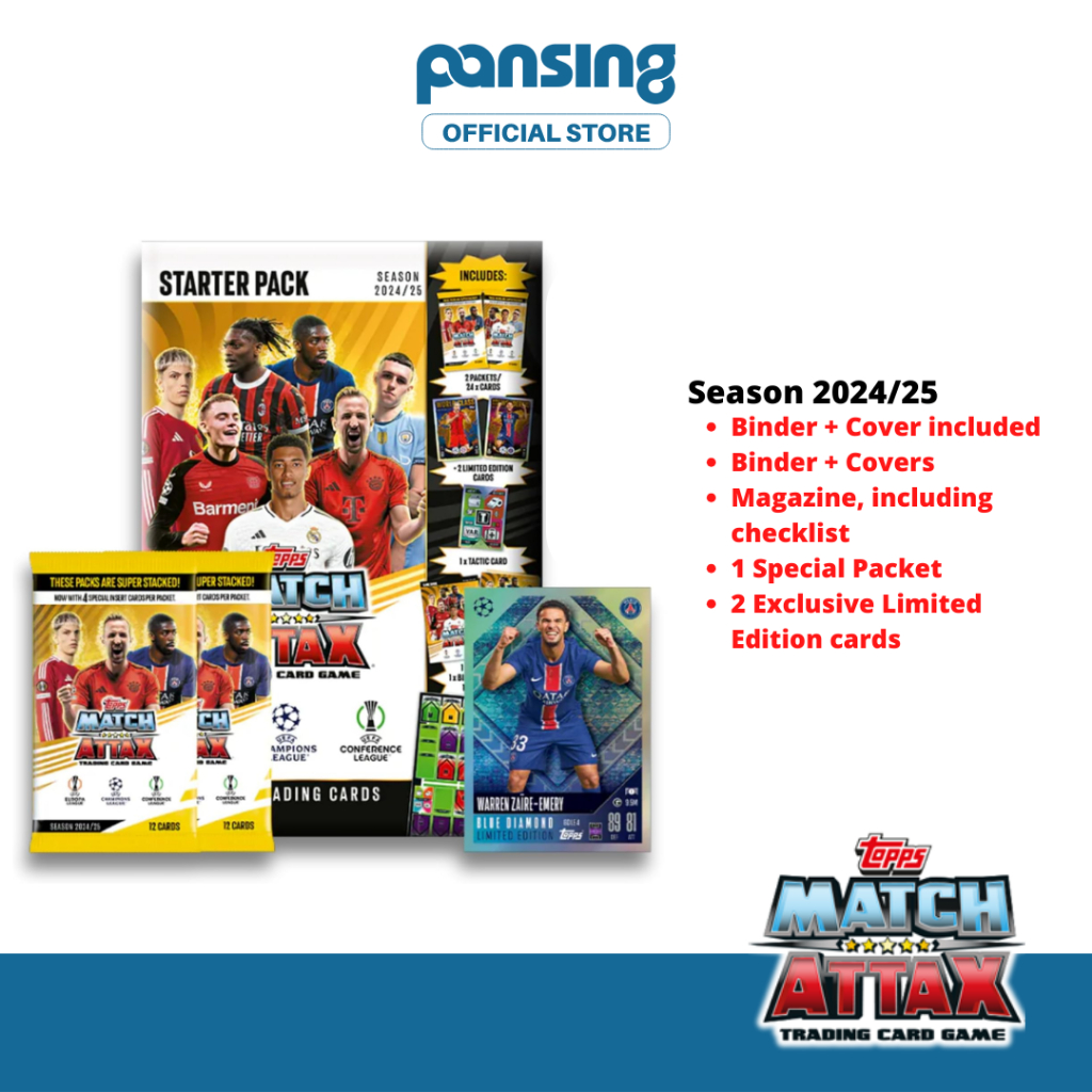 TOPPS Match Attax UCLMA Starter Pack 24/25 TCG (Binder + Cover + 2 ...