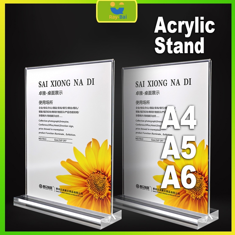 Acrylic T-Shaped Display Stand L Shape A4 A5 A6 Potrait Acrylic Cashing ...