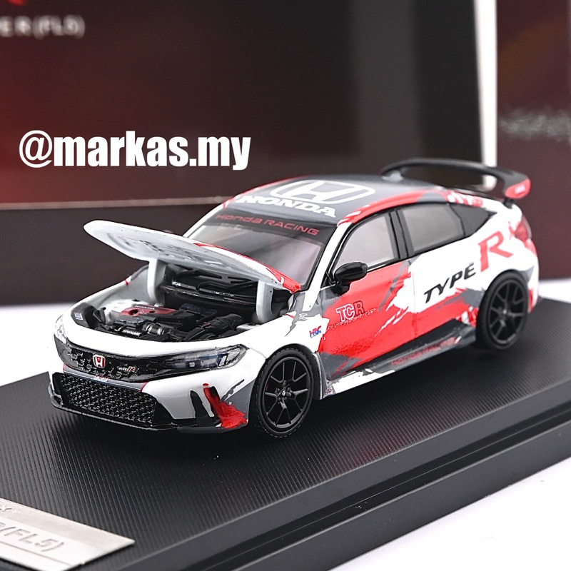 MOTORHELIX 1/64 HONDA CIVIC TYPE R FL5 PEARL WHITE TCR LIVERY OPENED ...