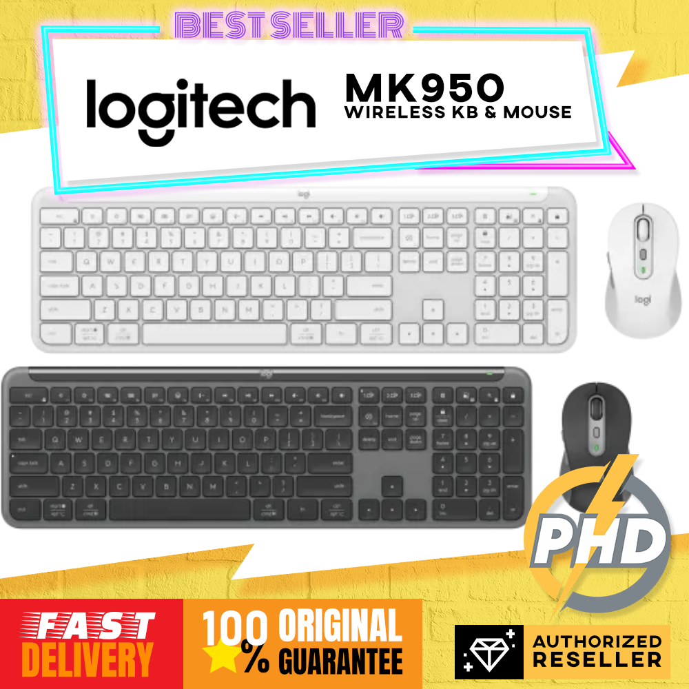 Logitech MK950 Signature Slim Wireless Keyboard and Mouse Combo, Sleek ...