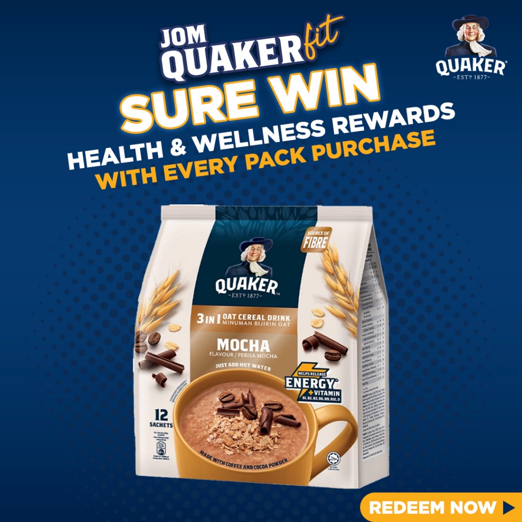Quaker Oat Cereal Drink 3in1 Mocha 12's x 28g | Shopee Singapore