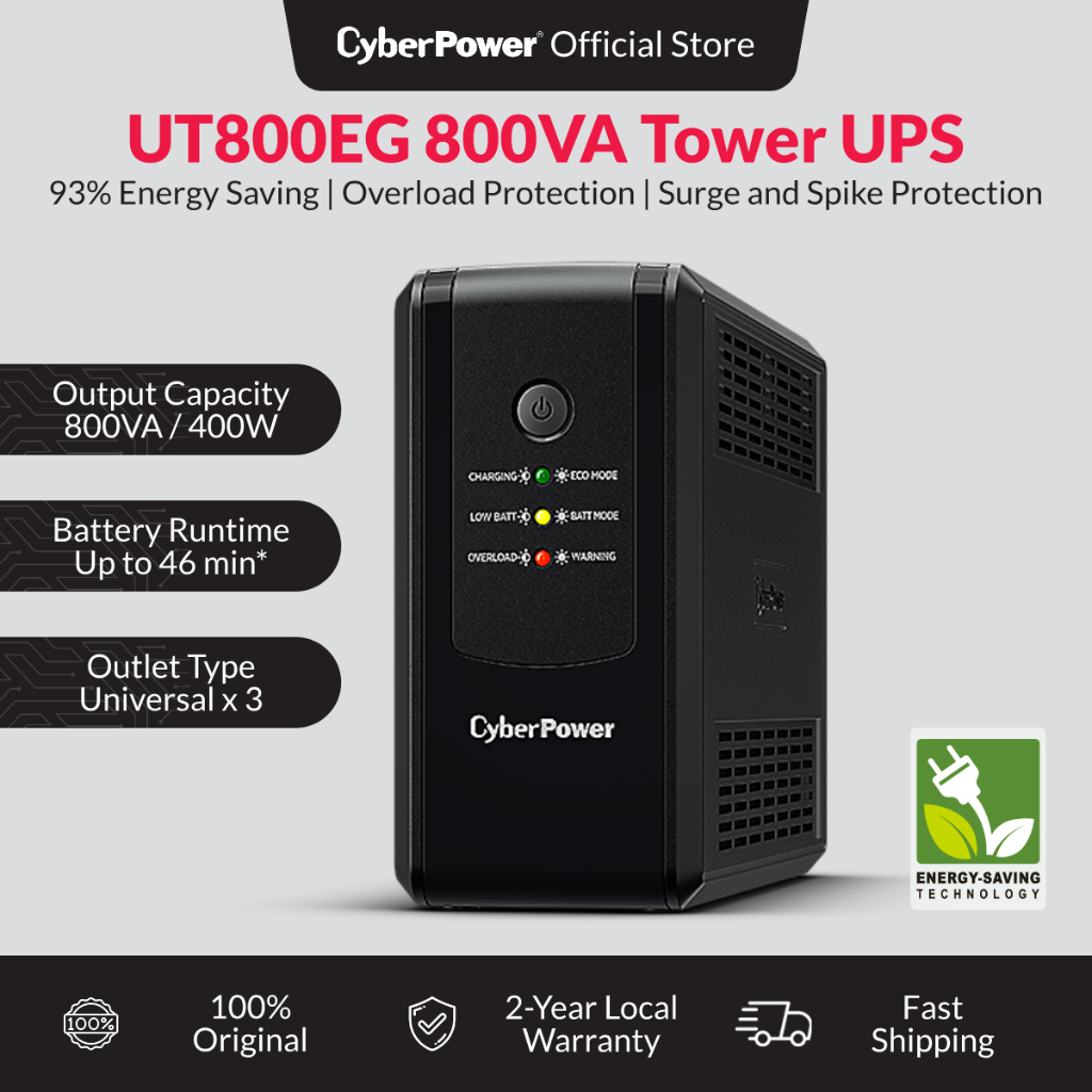 CyberPower Battery Backup Tower UPS With Automatic Voltage Regulation ...