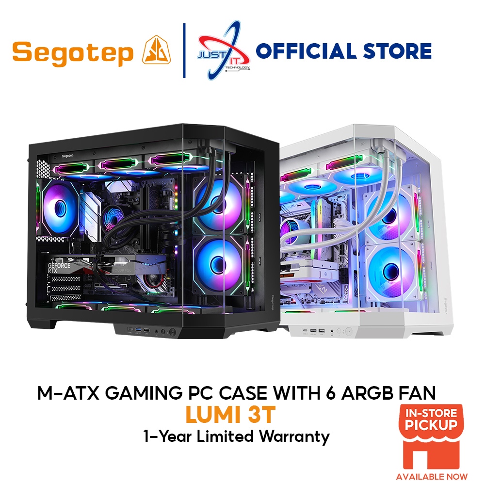 SEGOTEP LUMI 3T M-ATX GAMING DESKTOP PC CASE / CASING WITH 6 ARGB FAN ...