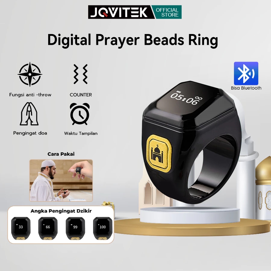JQVITEK Iqibla Smart Ring for Islamic Muslim Prayer Beads Digital ...