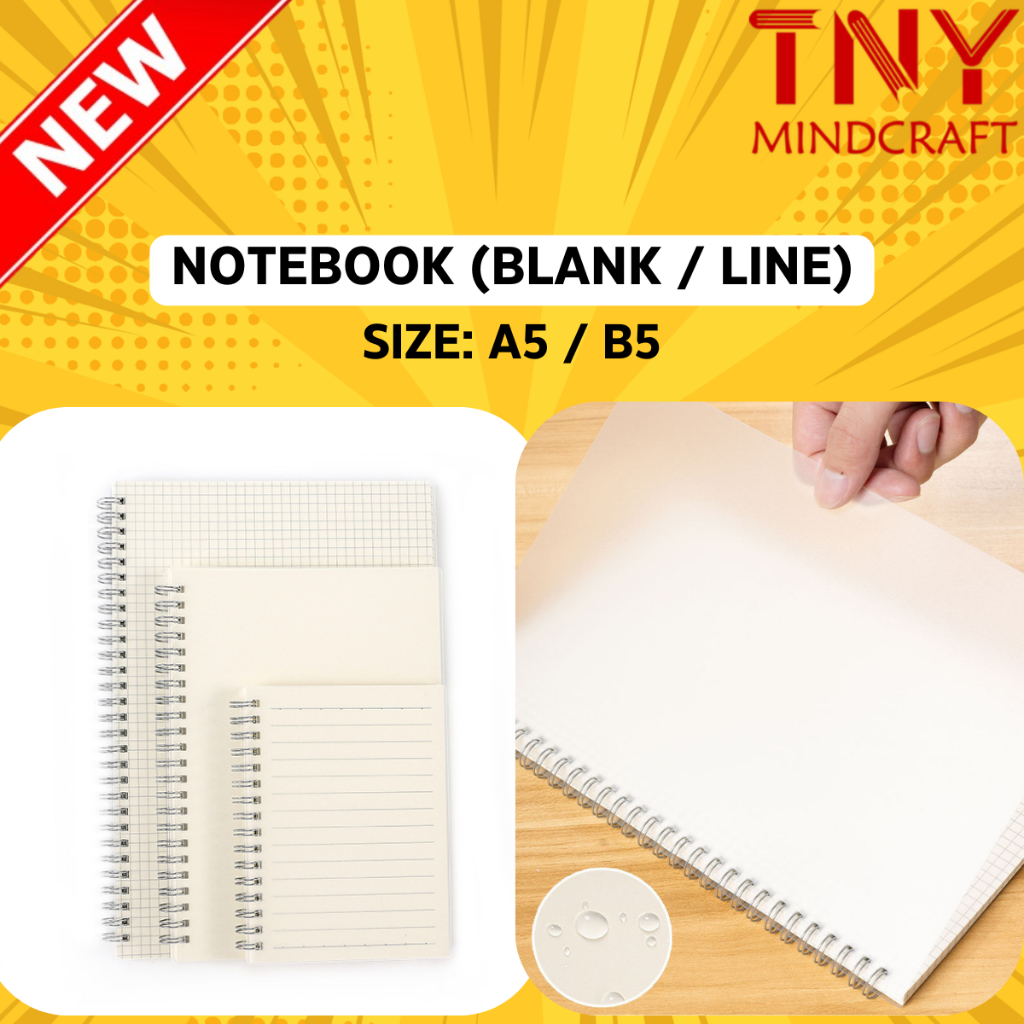 [TNY]B5 A5 (160 Pages) Blank Grid Line Matte Cover Notebook Spiral Book Coil Notebook Journal ...
