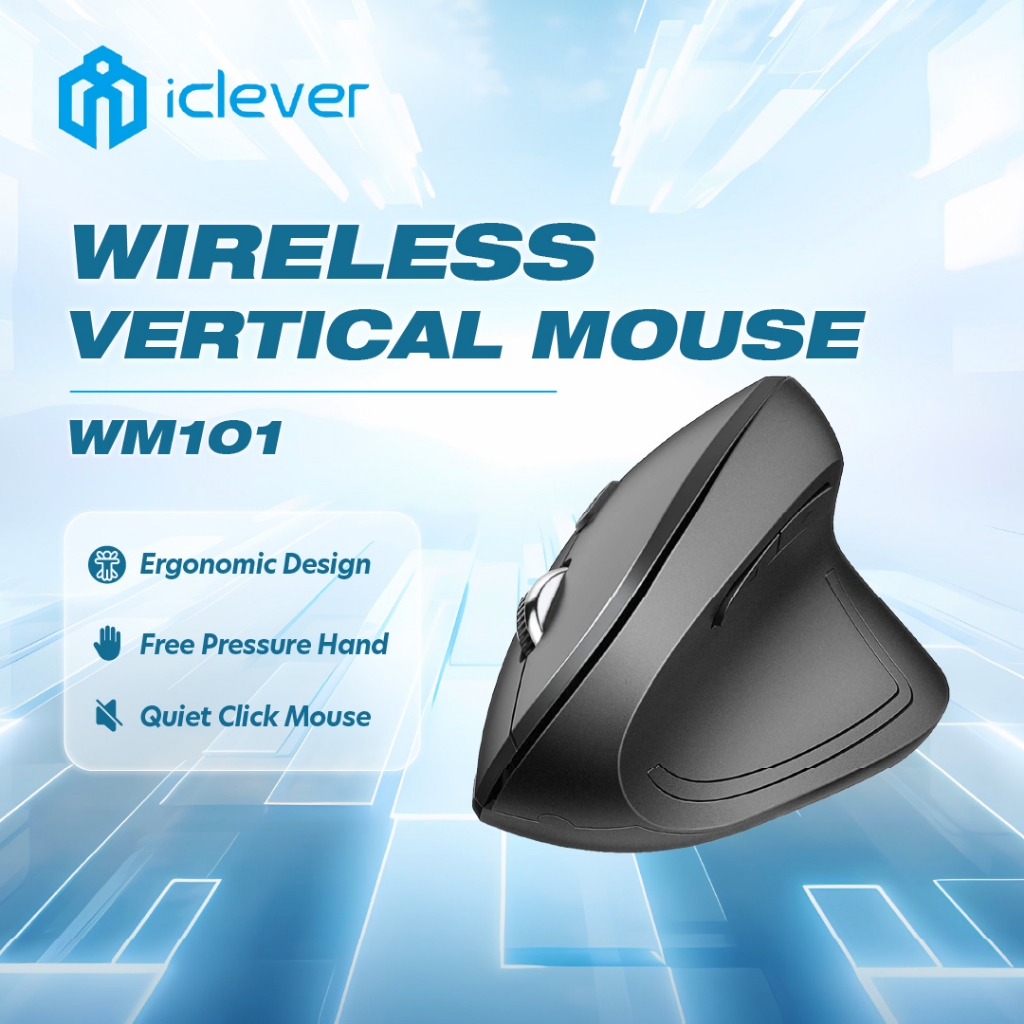 WM-101 Ergonomic Wireless Vertical Mouse, 2.4G Optical Ergo Mouse for ...