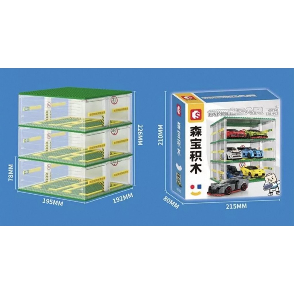 NEW 3 STOREY Famous Car Sembo Block Sport Racing Car Collection Parking ...