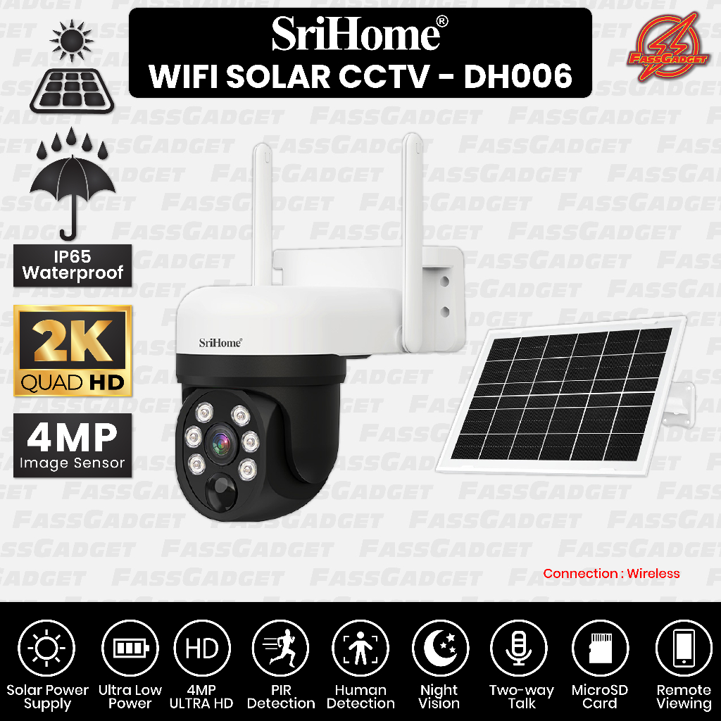 WIFI SOLAR CCTV - DH006 (SRIHOME) | Shopee Singapore