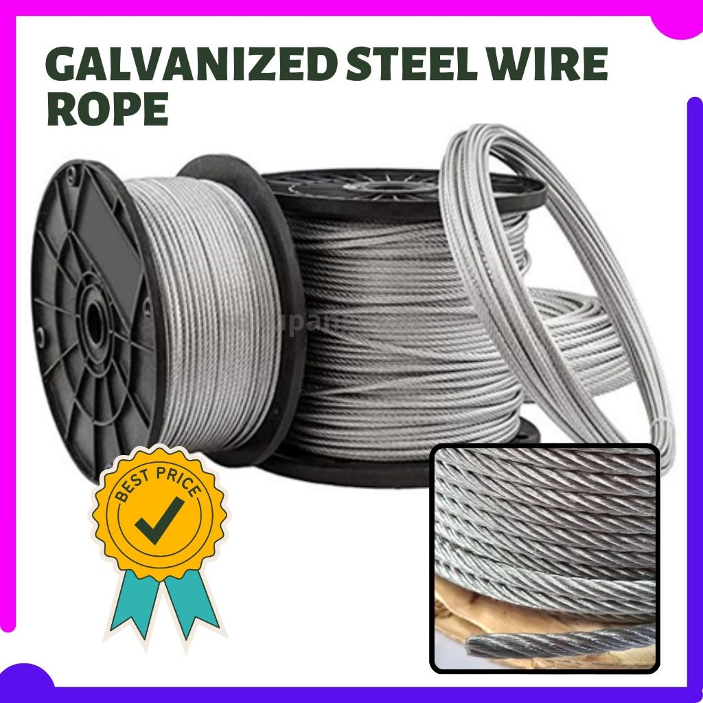 Set A 1.5mm 2mm 3mm Galvanized Steel Wire Rope Iron Rope Cable Tali ...