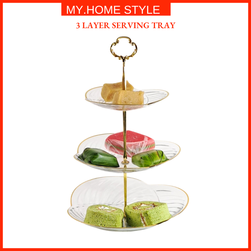 EXCLUSIVE CURVE SHAPE 3 TIER DESSERT KUIH RAYA CAKE STAND PARTY SERVING ...