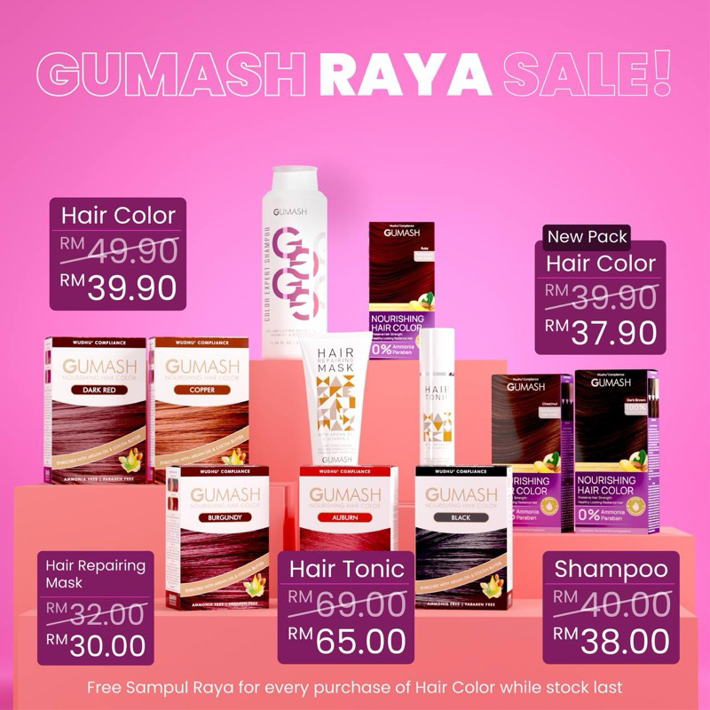 GUMASH Hair Color Halal Hair Dye Telap Air Sah Sholat Beautiful Color ...