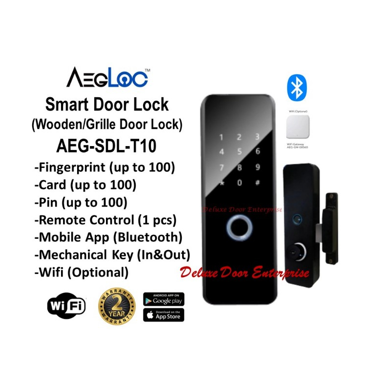 AEGLOC Smart Rim Lock T10 / AEG-SDL-T10 / Smart Grille Lock / Smart ...