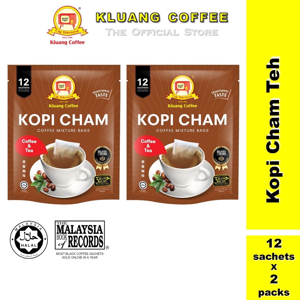 Kluang Coffee Cap Television Coffee Cham Tea (12 individual bags x 2 ...