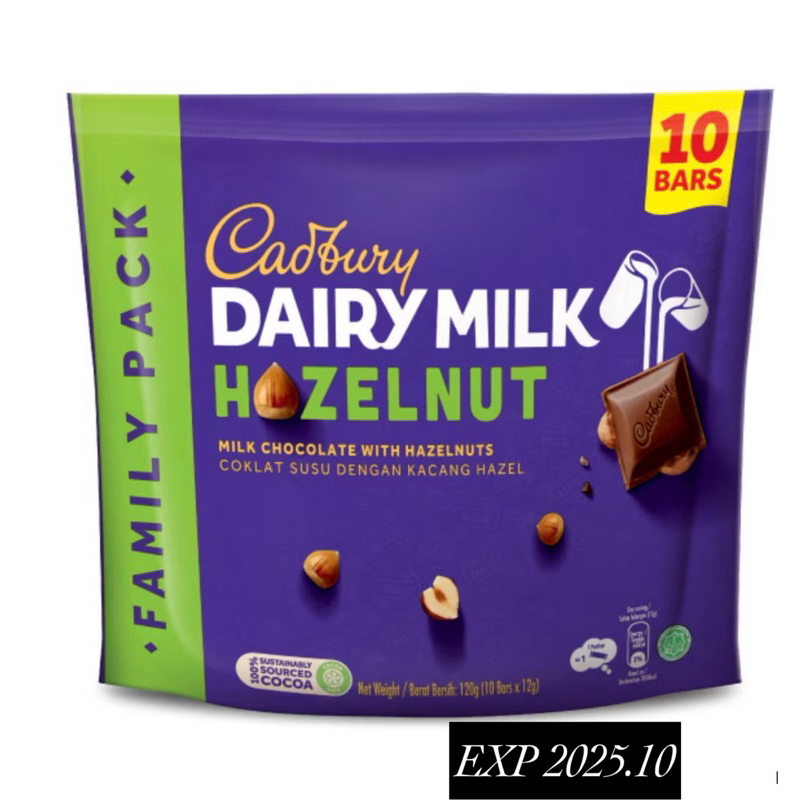 Cadbury Dairy Milk Hazelnut Family Pack 10Bars 120g | Shopee Singapore