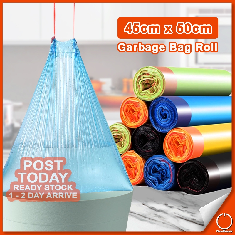 AUTO CLOSING 45cm x 50cm Large Drawstring Garbage Bag Rubbish Trash ...