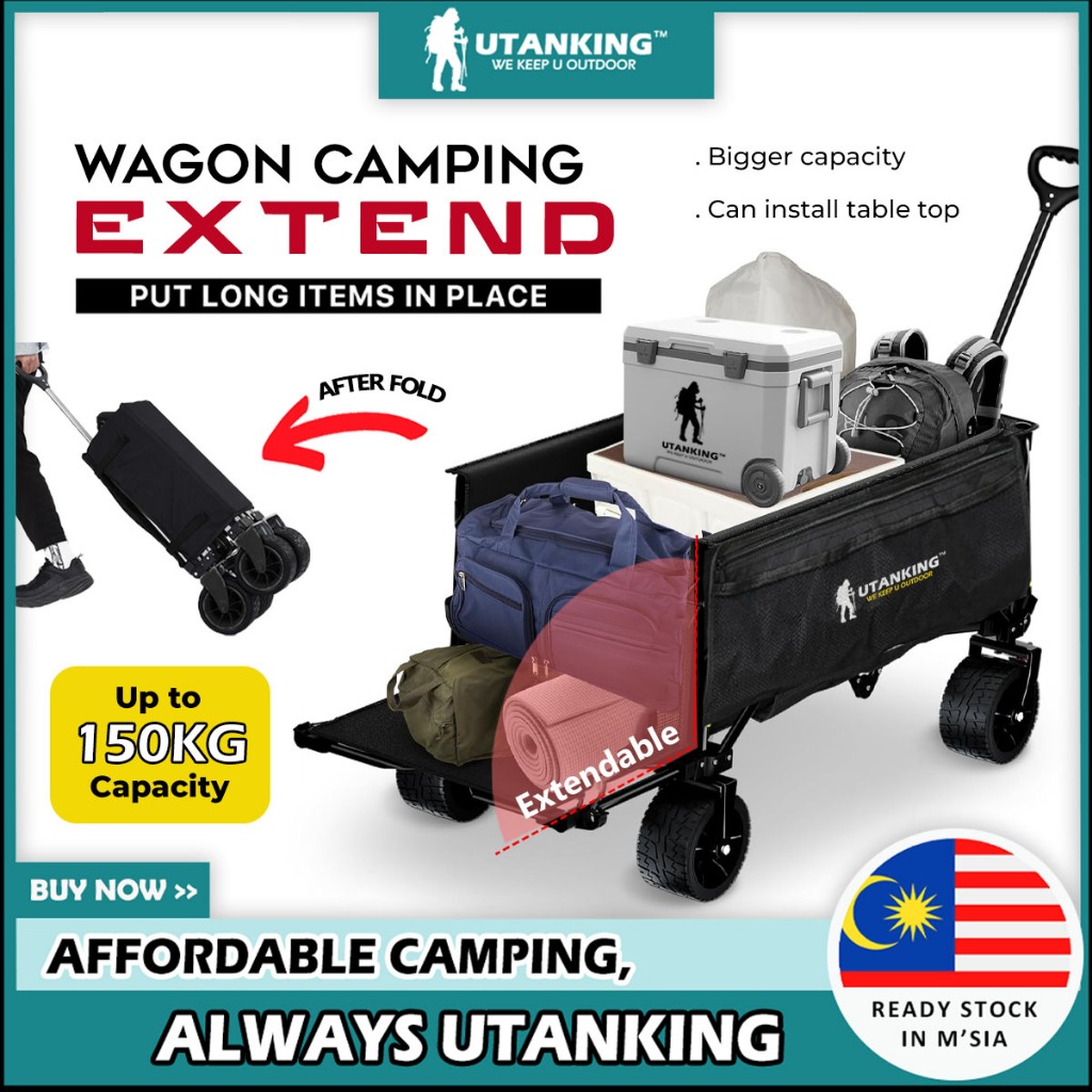 UtanKingTM Foldable Camping Wagon Big Wheel Trolley Shopping Cart ...