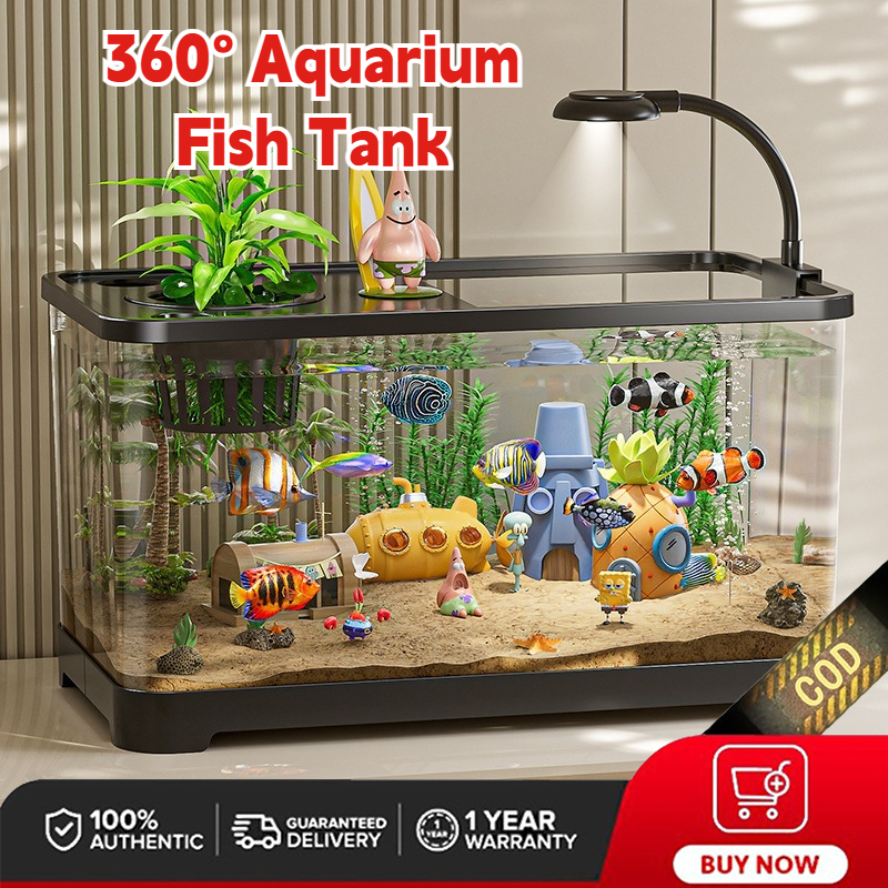 【SPOT】360 Aquarium Fish Tank Starter Kit with LED Lighting and Power ...