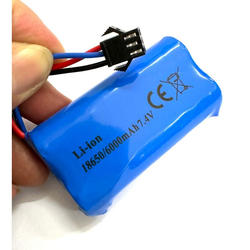 Li-ion 18650 6000mAh 7.4v with SM 3pin Battery Rechargeable for RC Car ...