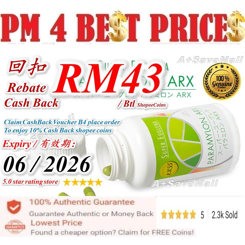 10% CashBack SUPER EUGLENA PARAMYLON ARX Naturally Plus Exp 06/2026 ...