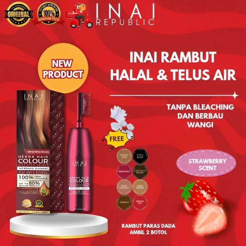 INAI PEWARNA RAMBUT HALAL -(8 WARNA PREMIUM ) HENNA DYE HAIR WITH ...