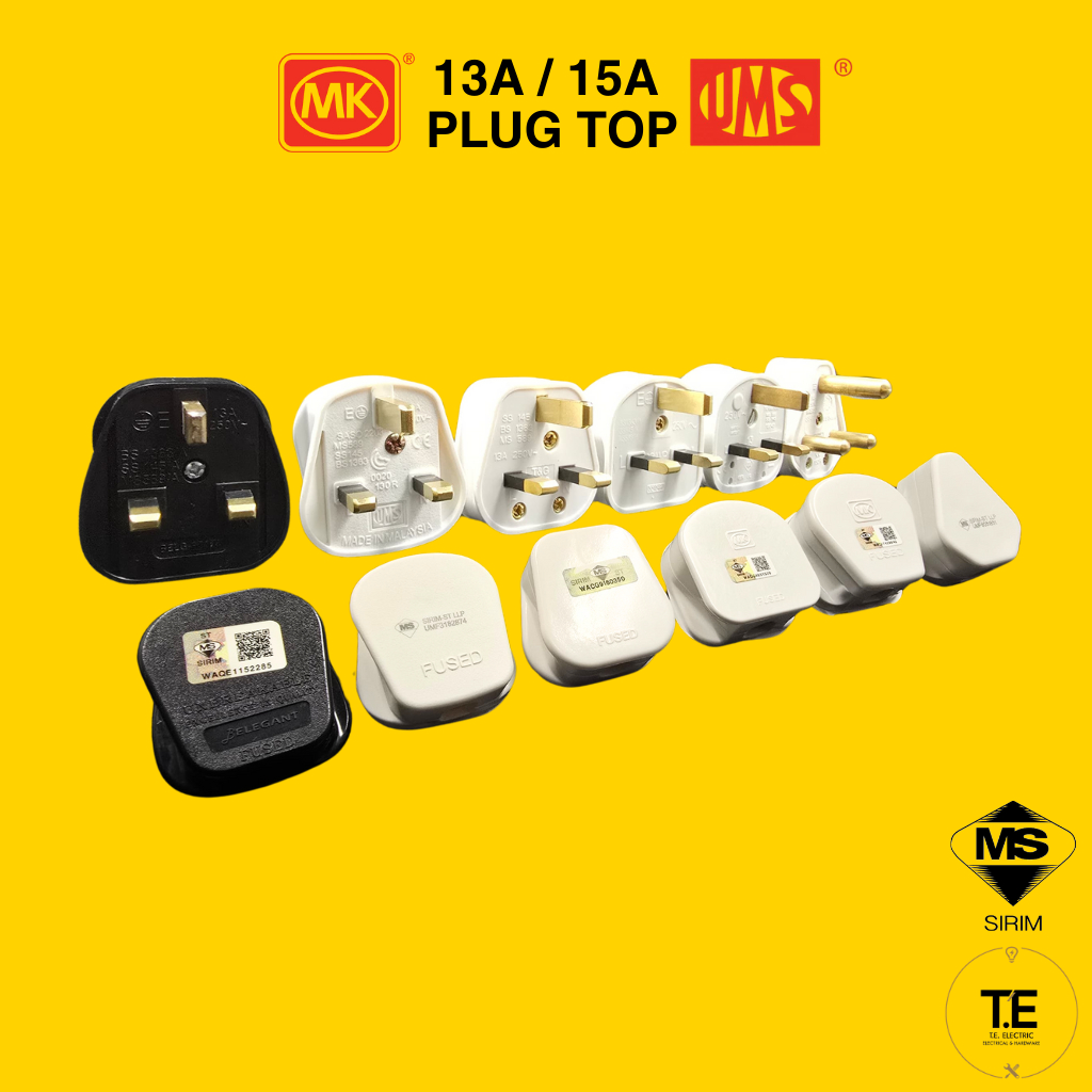 13A 15A PLUG TOP | BAKELITE | PVC | PC | BLACK COLOR HIGH QUALITY SIRIM ...