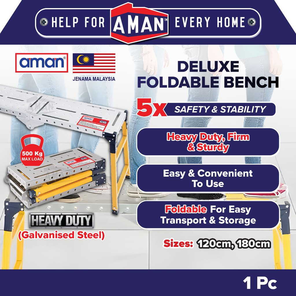 AMAN Deluxe Foldable Scaffolding Bench Portable Work Bench Tangga Lipat ...