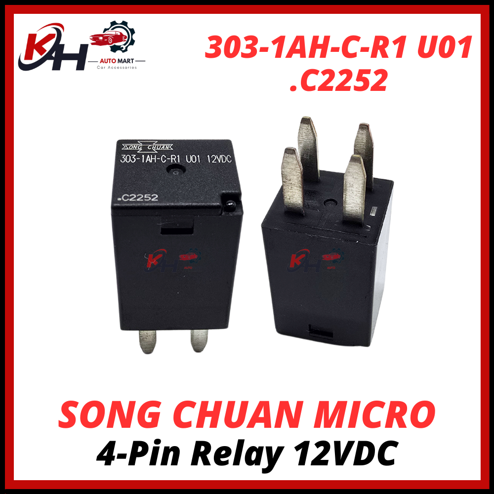 SONG CHUAN Micro 4-PIN Automotive Relay 303-1AH-C-R1 U01 12VDC 20A ...