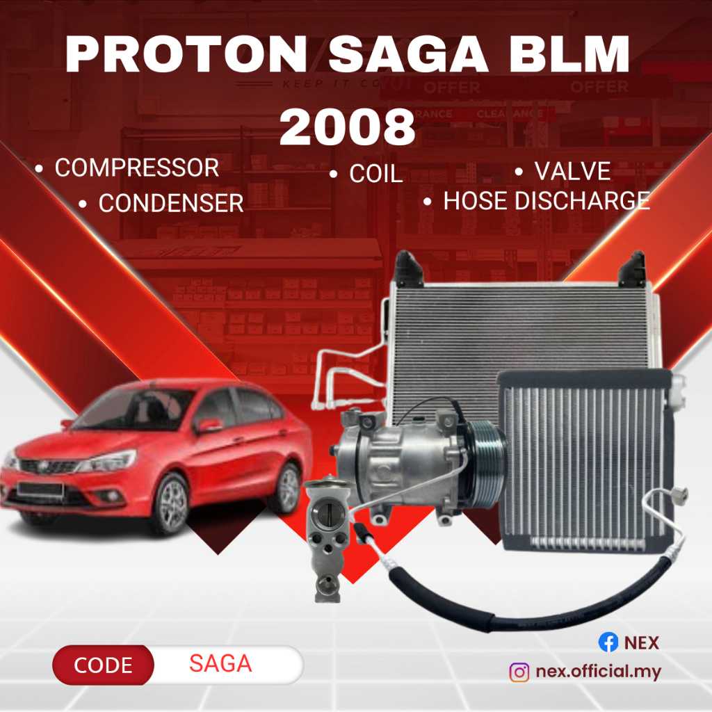 AIR COND SET HARGA RUNTUH PROTON SAGA BLM / FL / FLX(COMPRESSOR & COIL ...