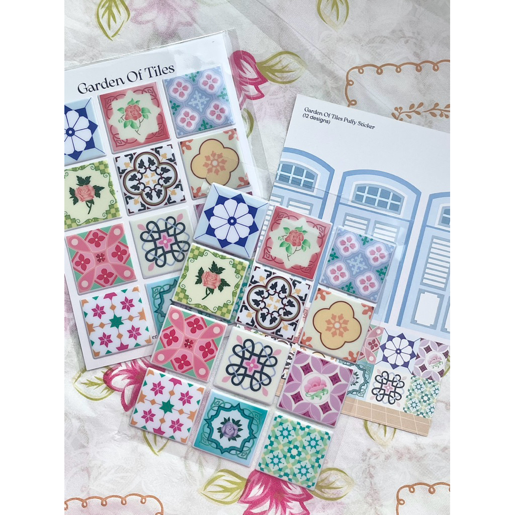 Peranakan Tiles puffy sticker sheet | Nyonya tiles | Malacca & Penang ...
