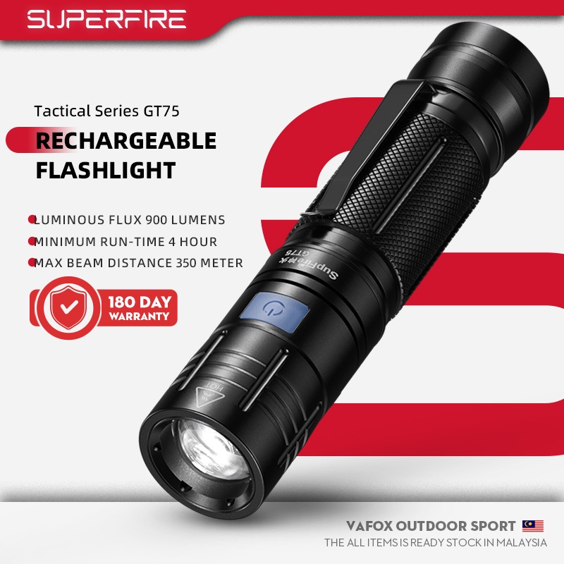 Supfire GT75 Lampu Suluh Jarak Juah LED Zoomable Torchlight ...