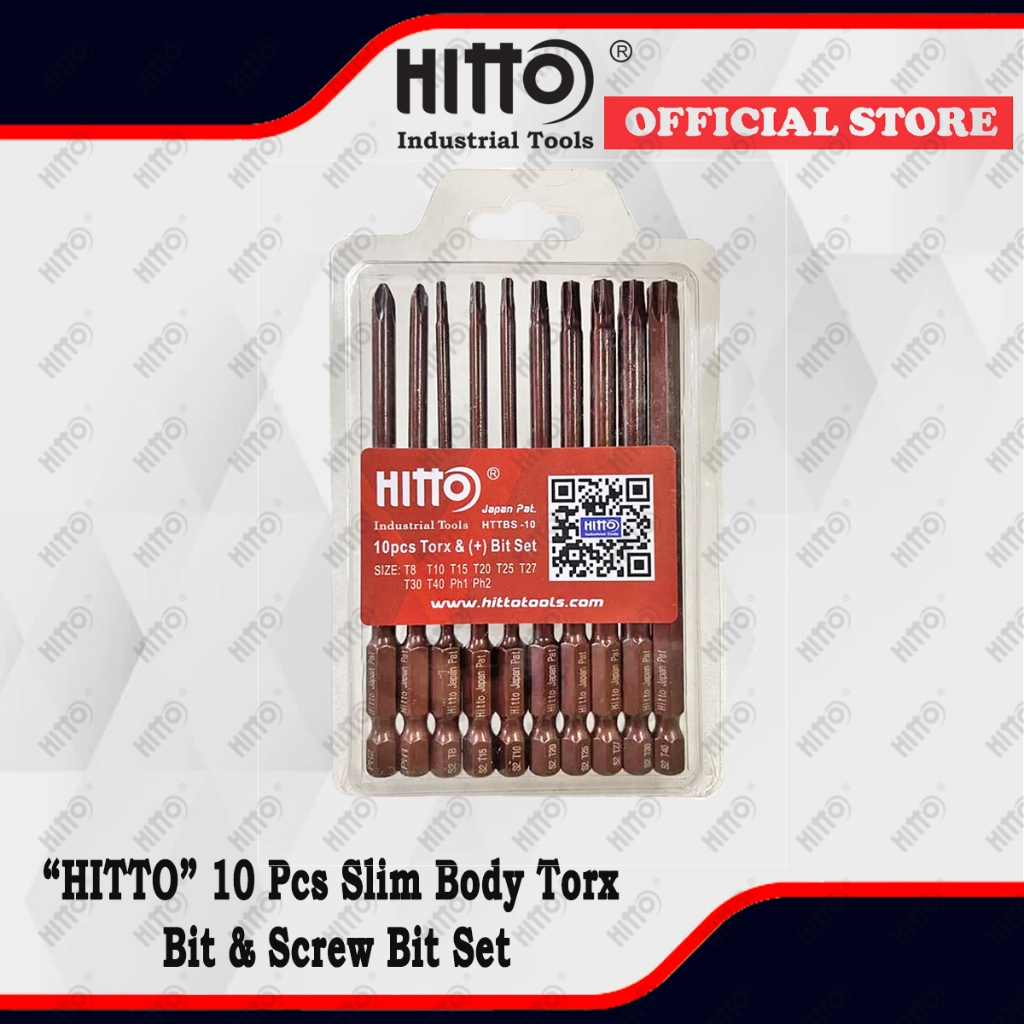 [ HITTO ] 10 PCS SLIM BODY TORX BIT & SCREW BIT SET ( 08TTB0010 ...
