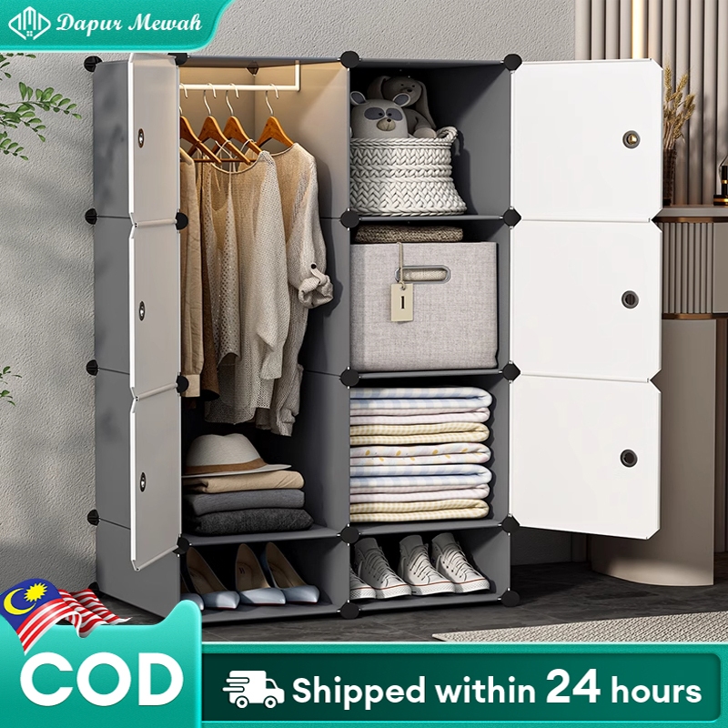 Almari Baju Plastik Kukuh Plastic 2 Door Wardrobe Clothes Cabinet Cubes ...