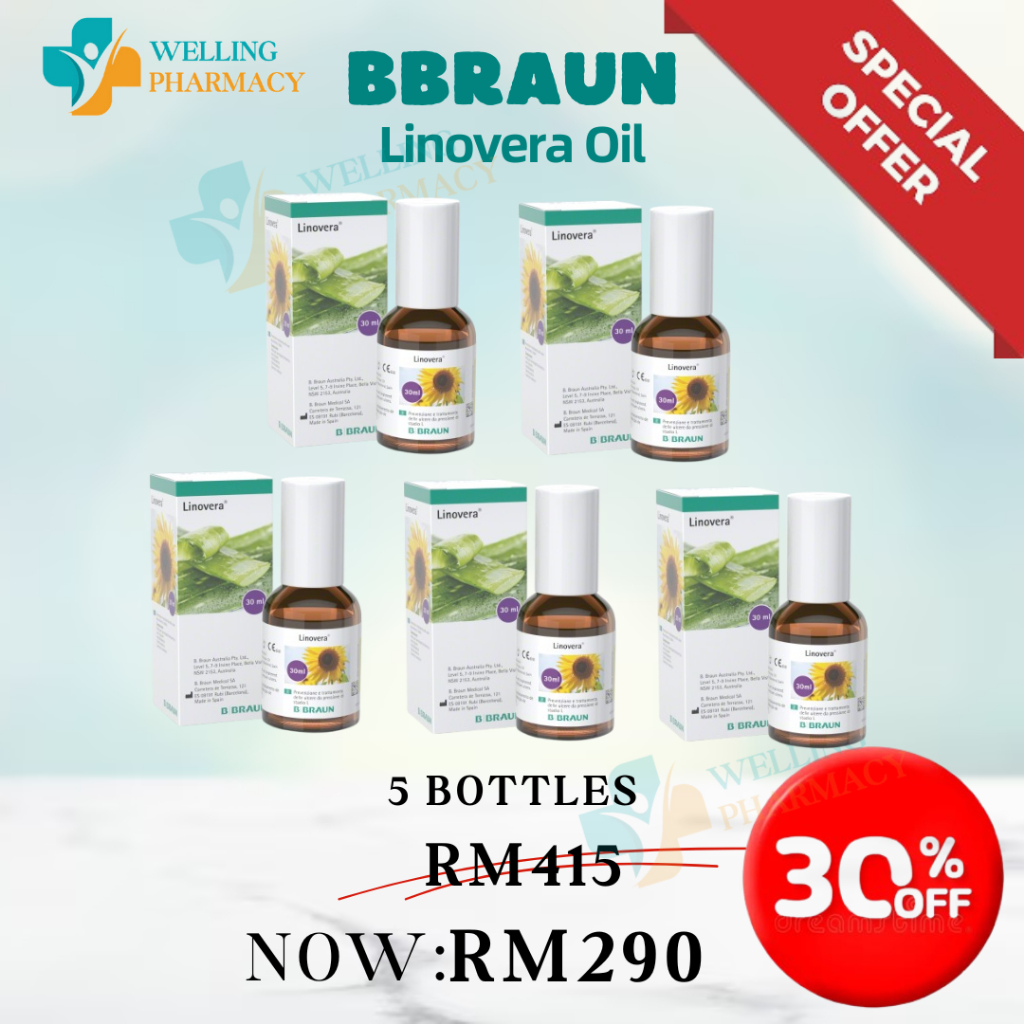 【OFFER】BBRAUN LINOVERA Oil Spray 30mlx5Units(Expiry:Nov 2026)Clinically ...