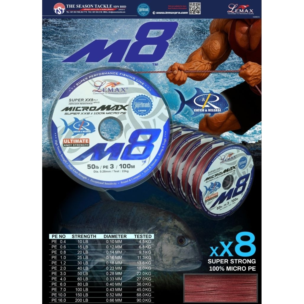 LEMAX MICRO MAX M8 SUPER XX8PLY MICRO PE BRAIDED LINE | Shopee Singapore