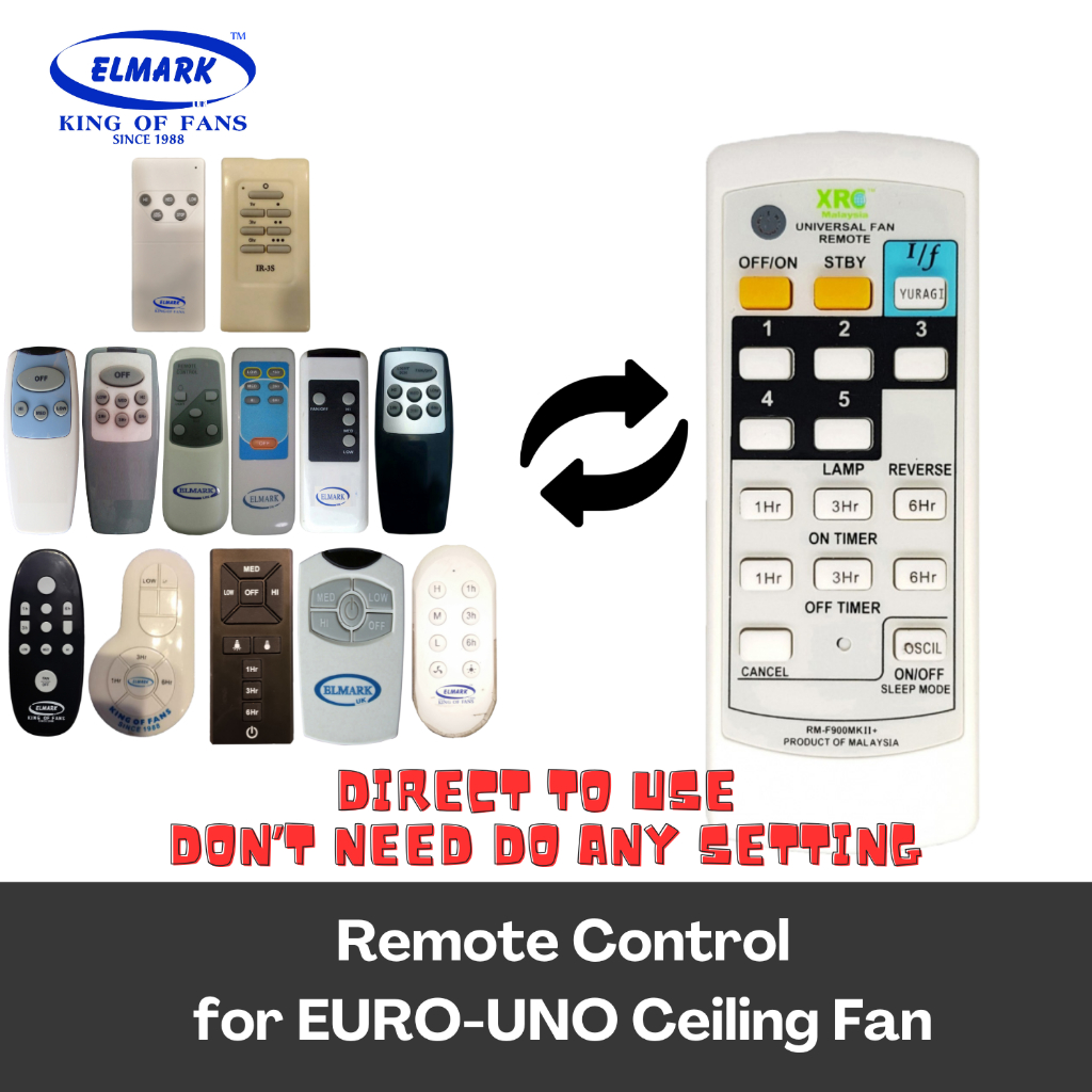 Universal Fan Remote Control ELMARK Ceiling Fan EL921 7F EL520 EL-259 ...