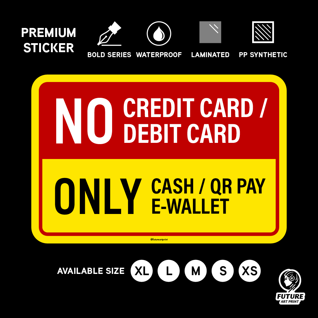No Credit Debit Card. Only Cash QrPay E-Wallet QR Pay Payment. Sticker ...