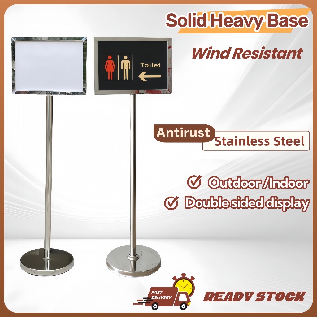 Heavy Duty Sign Board Stand Stainless Steel A4 A3 Solid Weighted Base ...