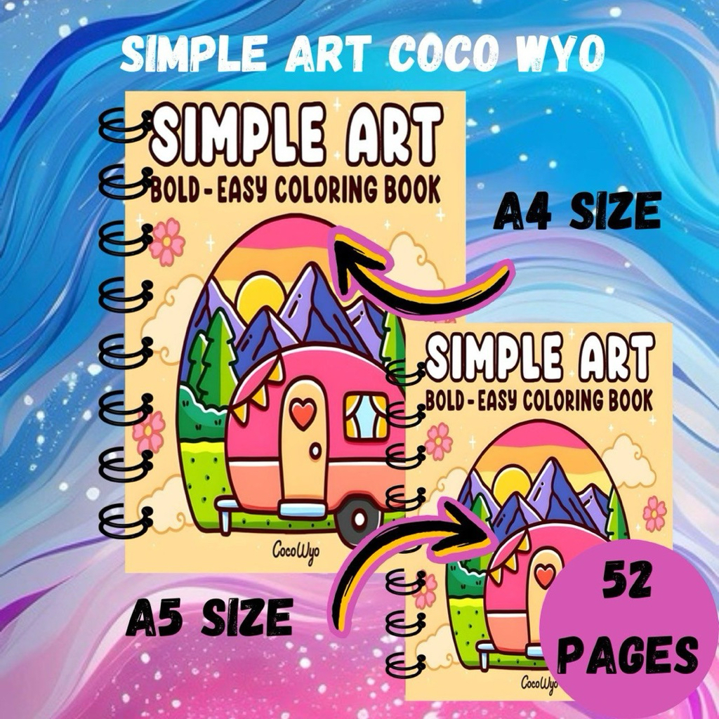SIMPLE ART BOLD EASY COLORING BOOK 52 PAGES!!️ COLORING BOOK & COLORING ...