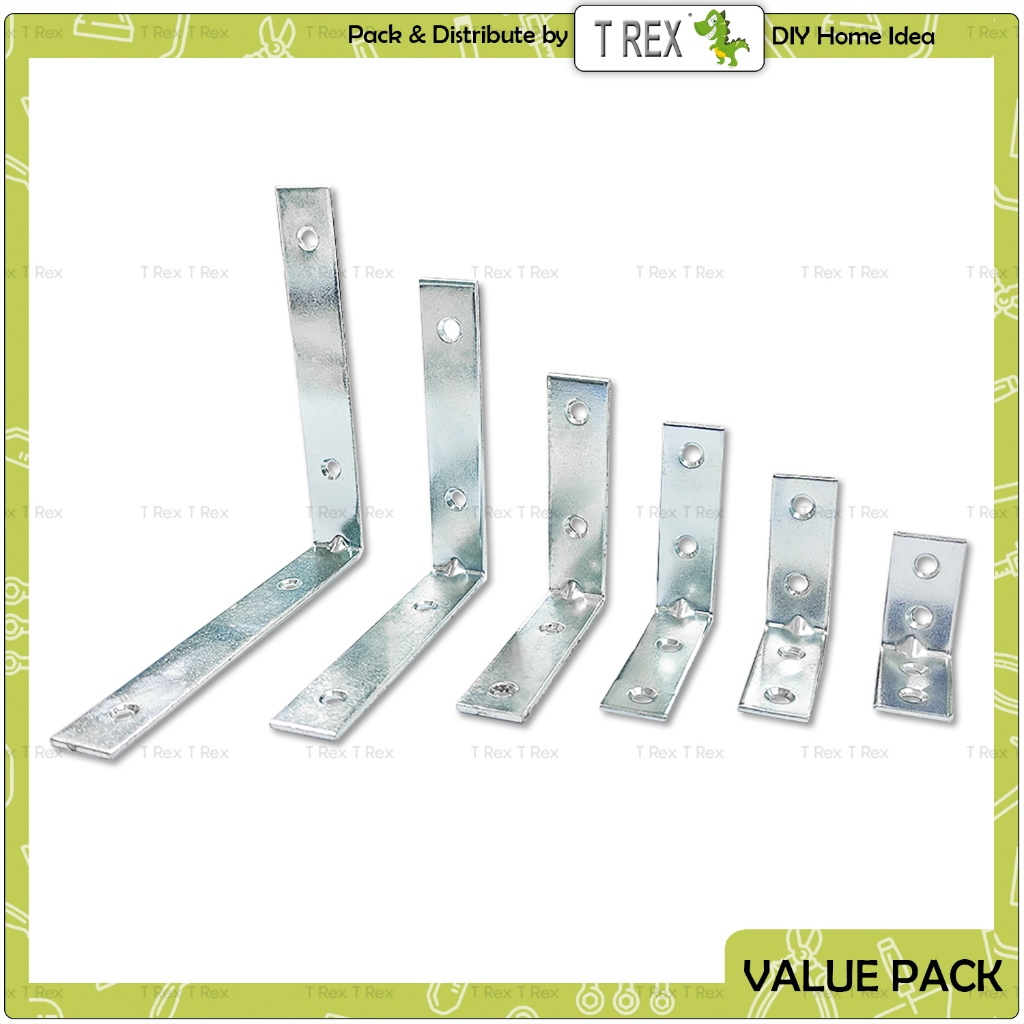 T Rex DIY 15mm Zinc Steel Metal Angle L Bracket / L Shelve Corner Brace ...