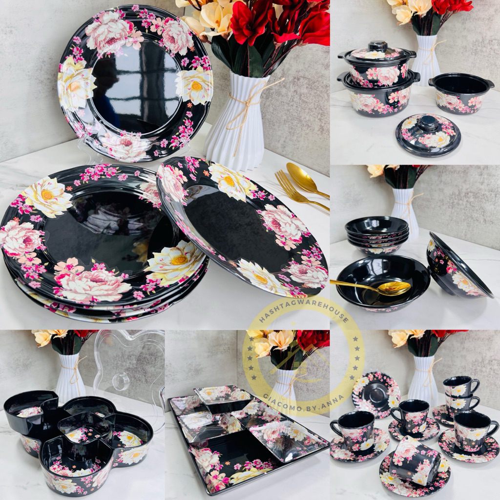 FULL SET GIANORA | MELAMINE Plate / Bowl / Casserole / Teapot / Tumbler ...