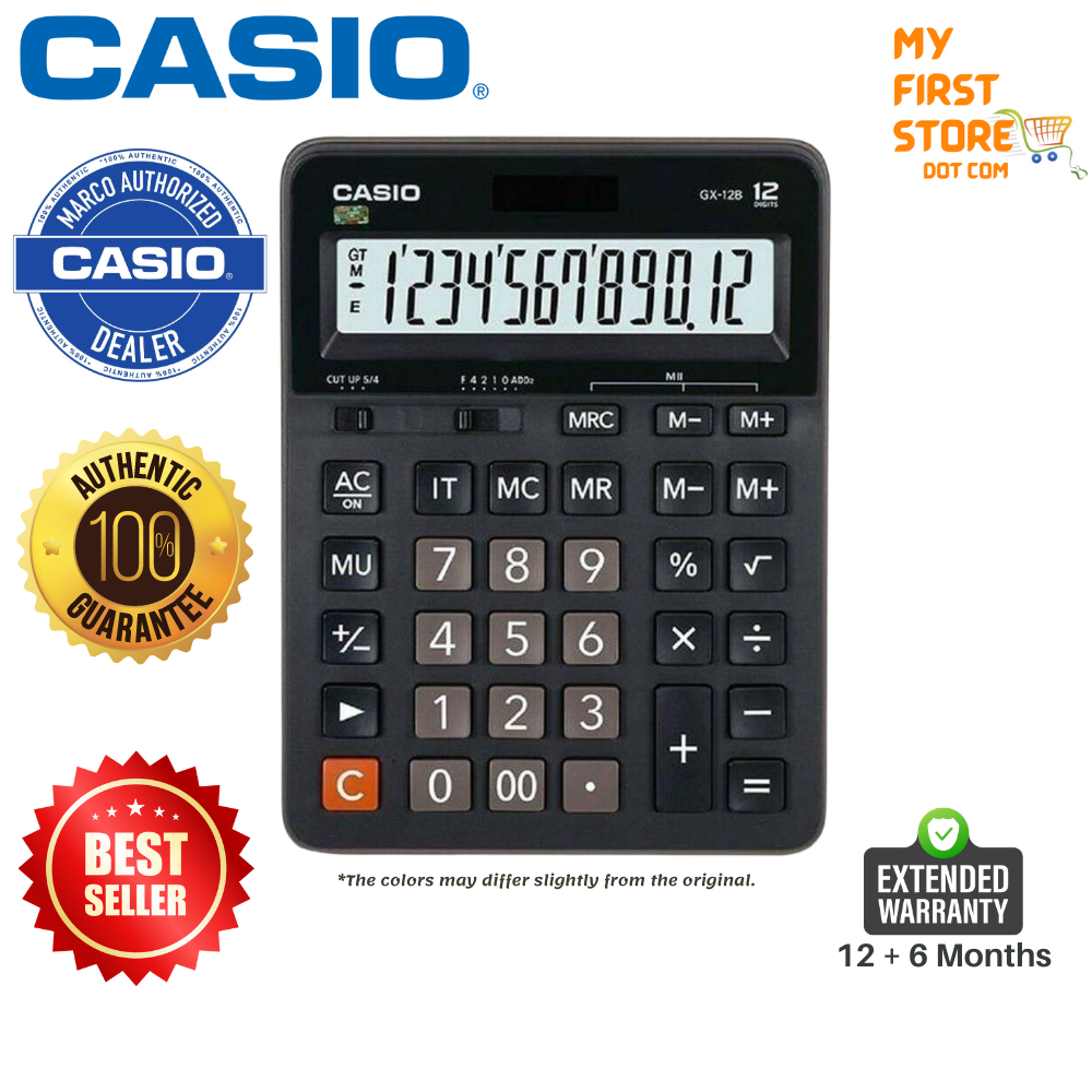Casio GX-12B (Black) Value Series Desktop Type Calculator 12-digits 2-way power (Solar/Battery ...