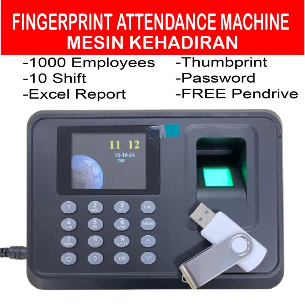 FREE Pen drive Fingerprint Thumbprint Attendance Machine Kedatangan ...