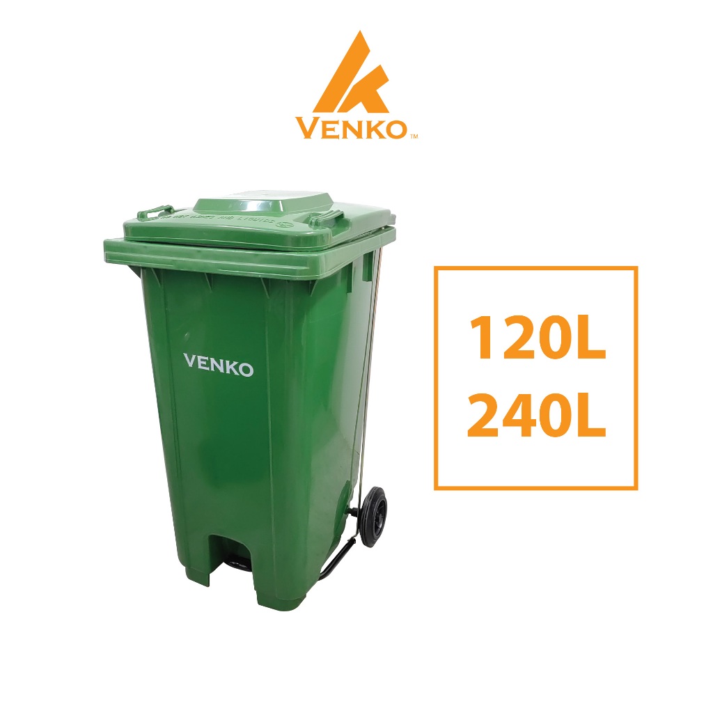 [120L / 240l] Green Mobile Garbage Bin With Pedals / Wheeled Trash Can ...