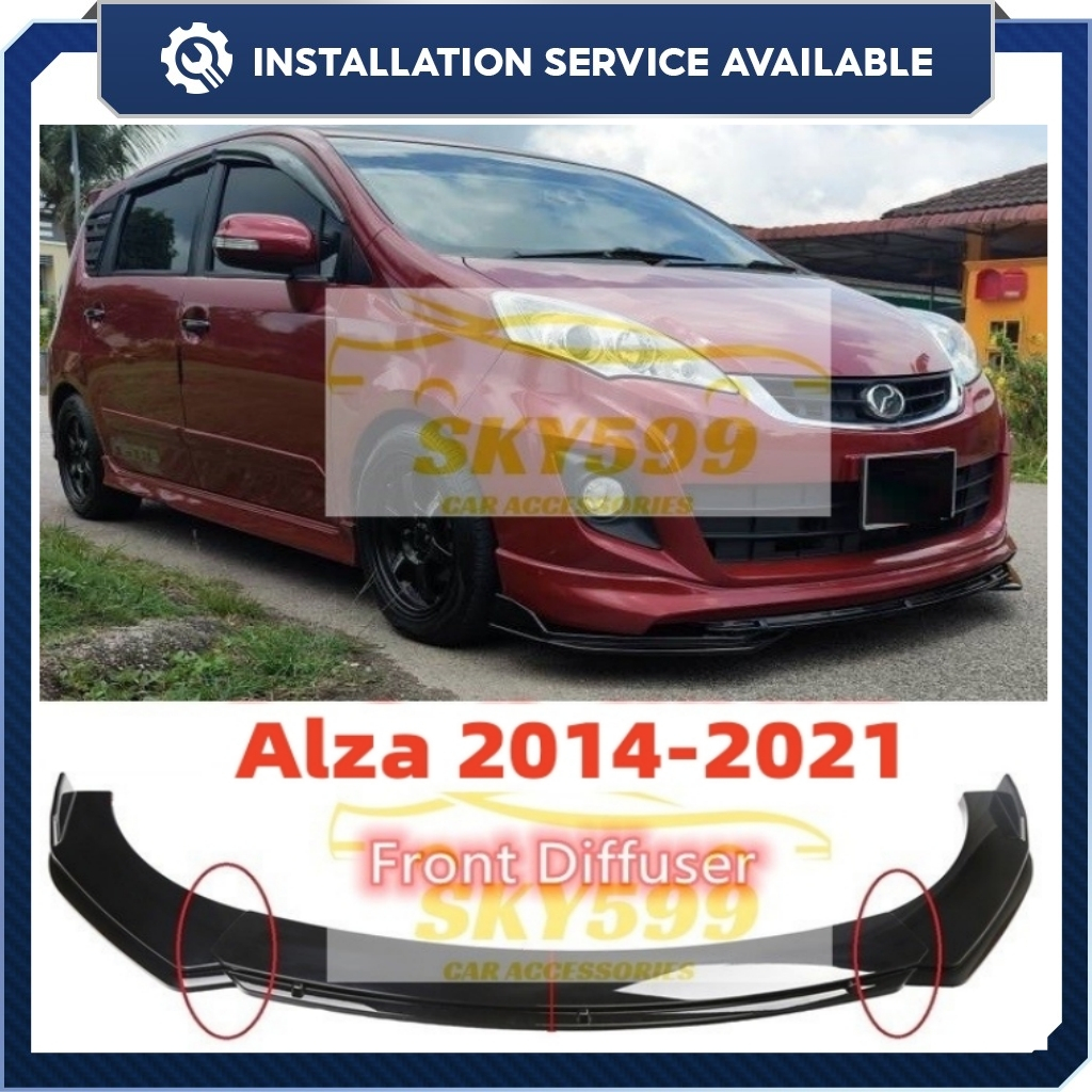 Perodua Alza 2014-2021 Front Bumper Diffuser Lip Wrap Angle Splitters ...