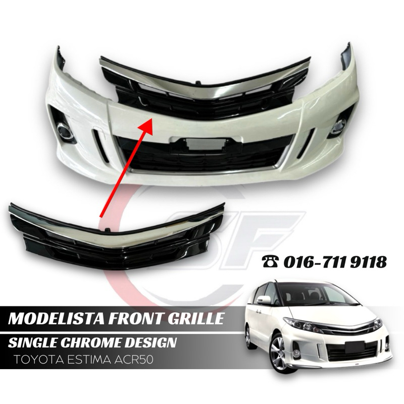 Toyota Estima Acr50 Modellista Front Grille with Single Chrome Design ...