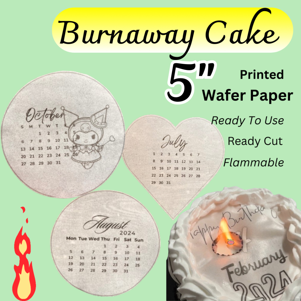 Edible Burn Away cake Wafer paper, Edible Burning paper cake flame ...