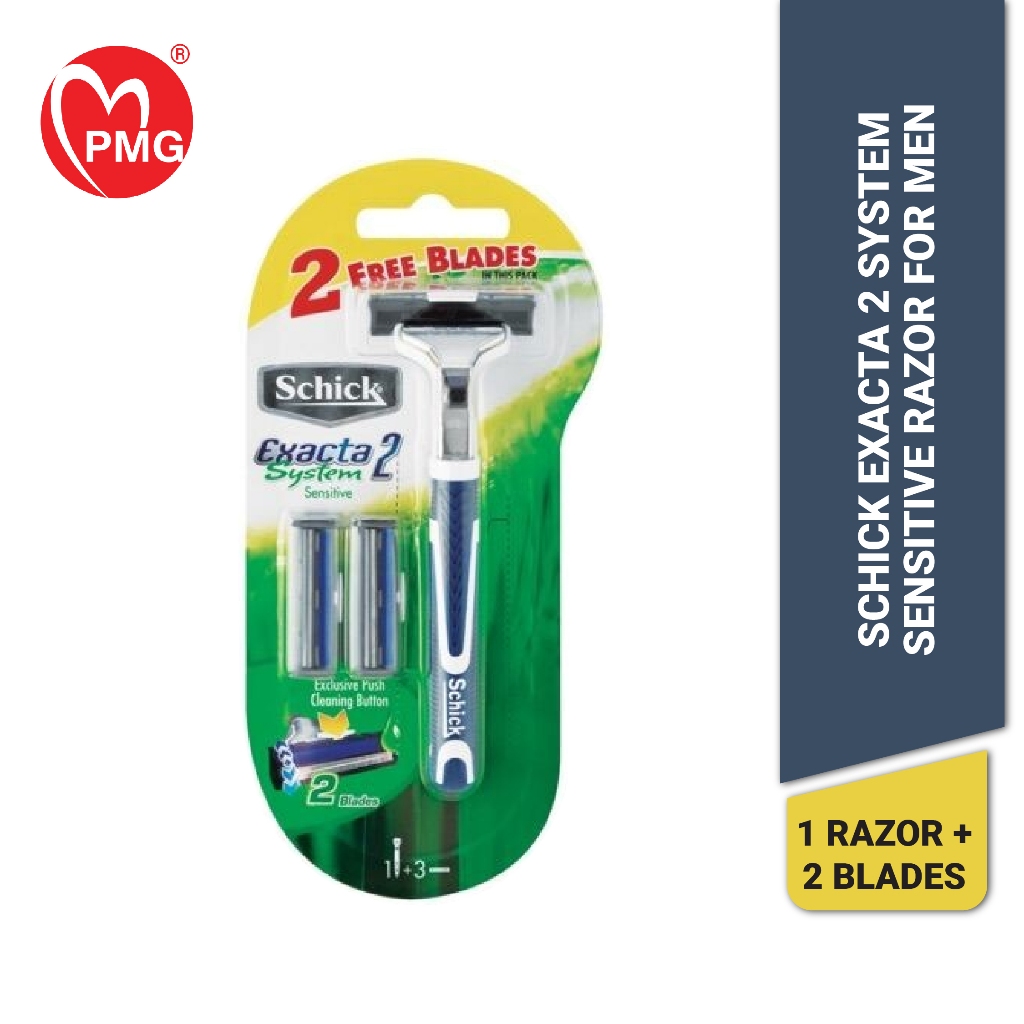 [PMG PHARMACY] Schick Exacta 2 System Sensitive Razor For Men 1 Razor+2 ...
