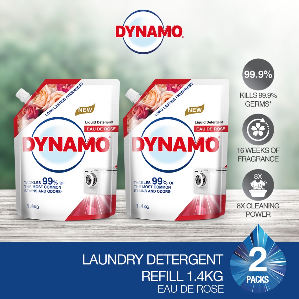 [Twin Pack] DYNAMO Laundry Detergent Eau De Rose Refill (1.4kg ...