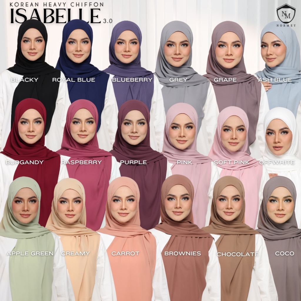 NORMEY - ISABELLE 3.0 SHAWL ( KOREAN HEAVY CHIFFON ) | Shopee Singapore