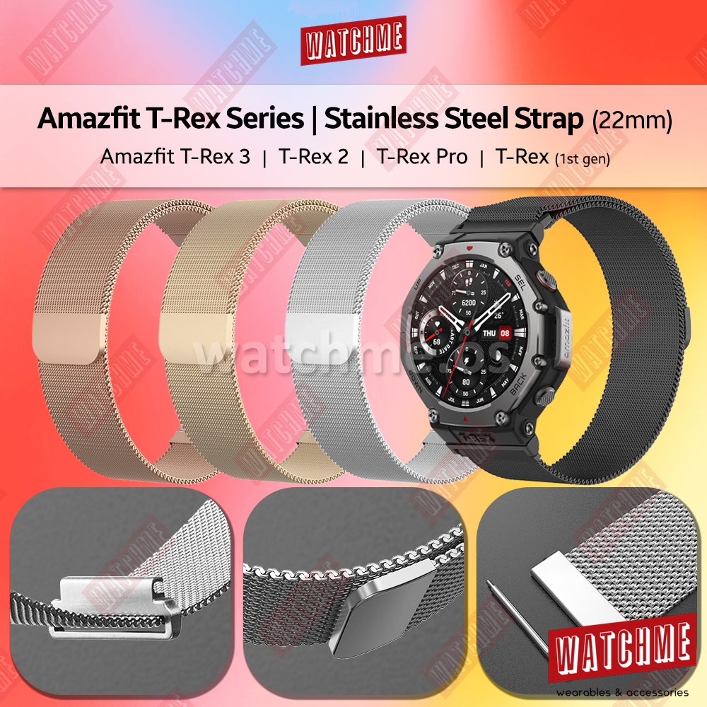 Amazfit T-Rex 3, T-Rex 2, T-Rex Pro Strap, Stainless Steel Magnetic ...